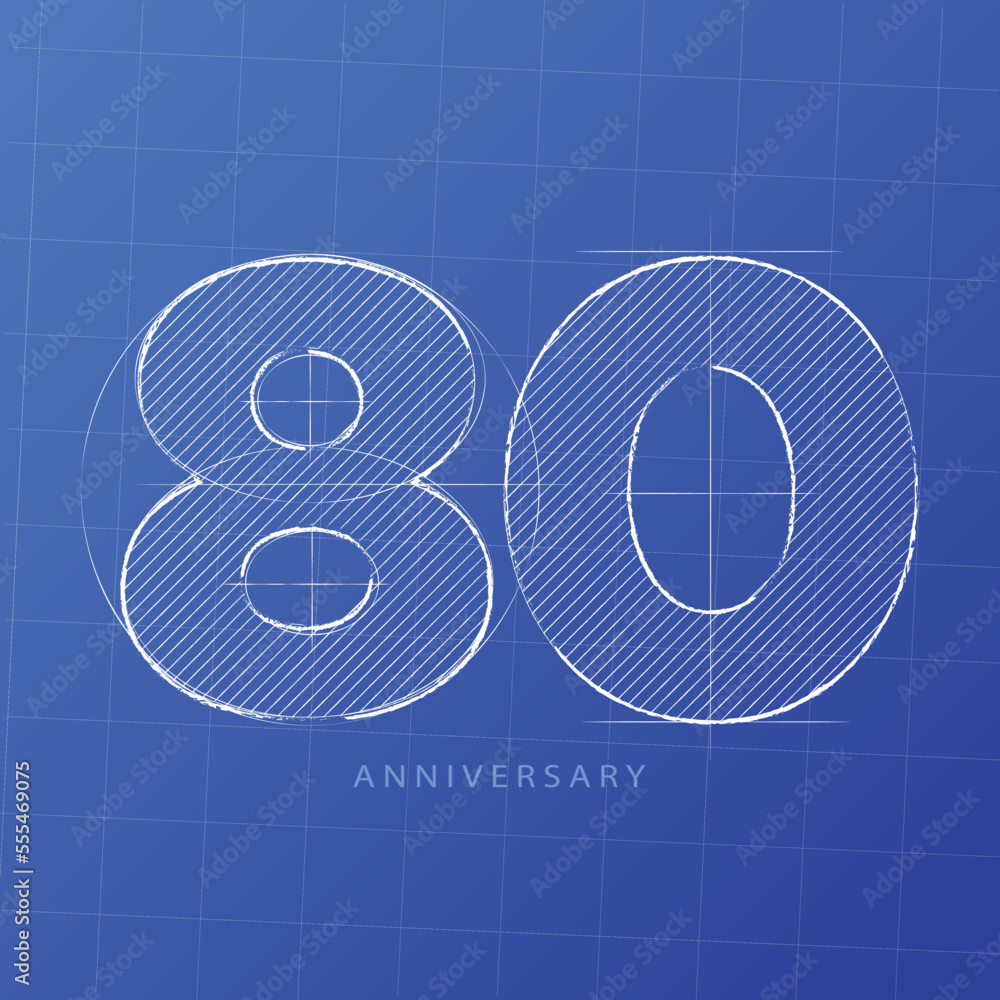 Handwriting, Celebrating, anniversary of number 80th year anniversary ...