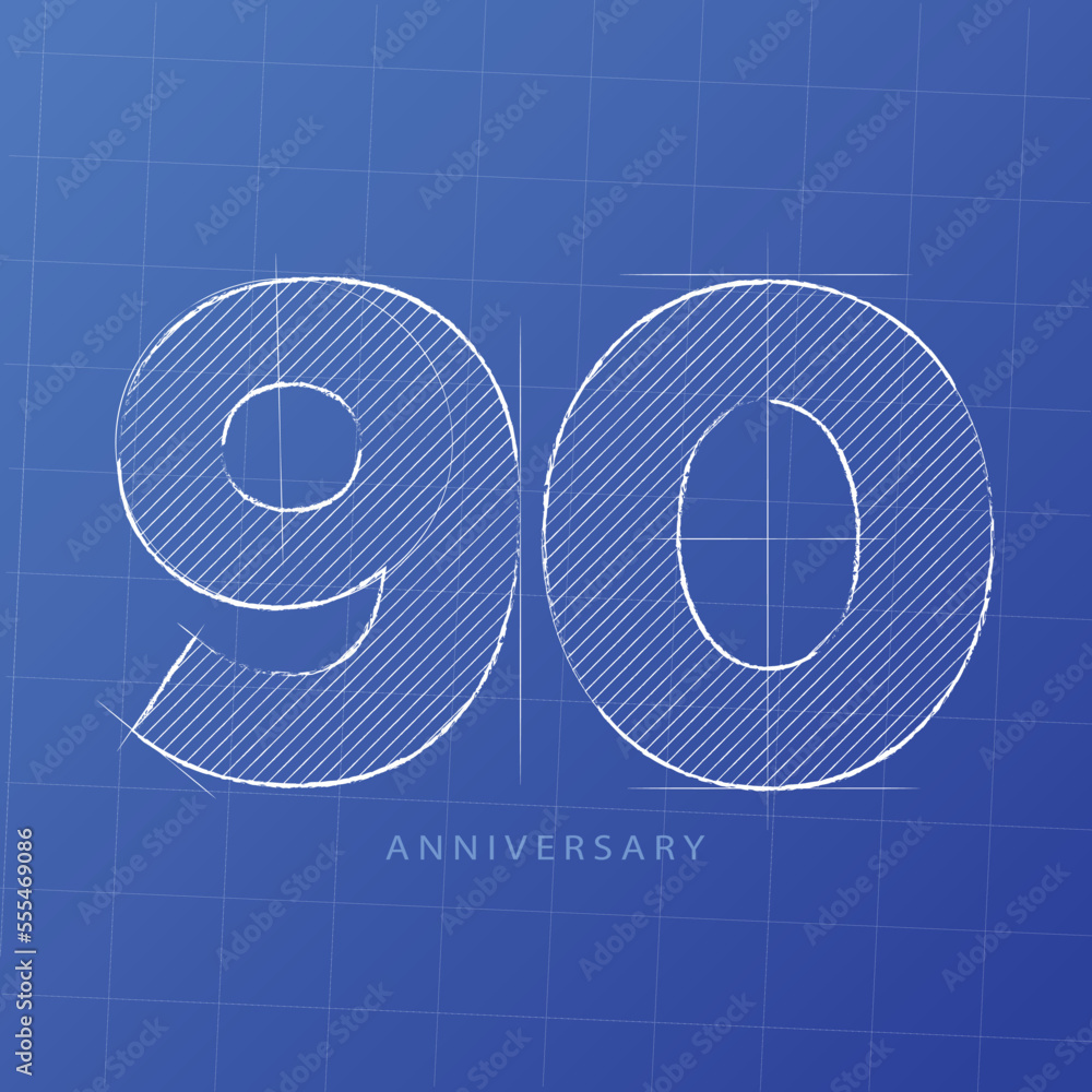 Handwriting, Celebrating, anniversary of number 90th year anniversary ...