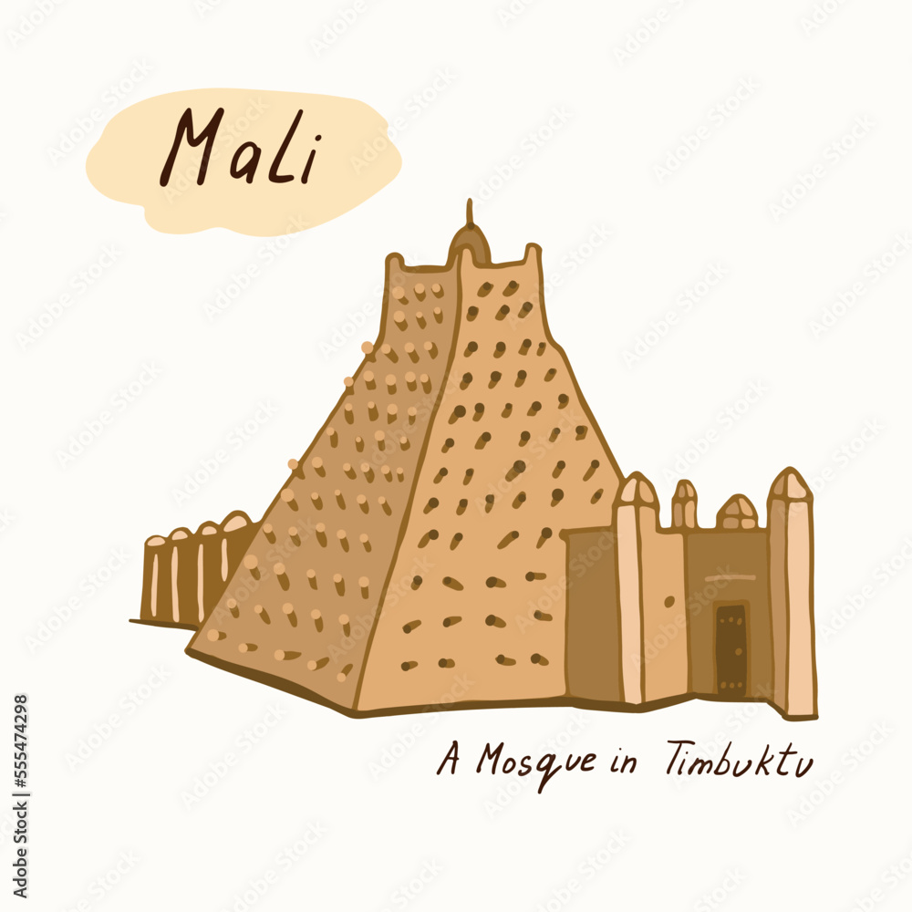 Mali travel landmark vector illustration. Stock Vector | Adobe Stock