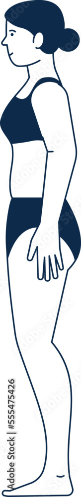 Female body side view. Woman stand in underwear Stock Vector | Adobe Stock