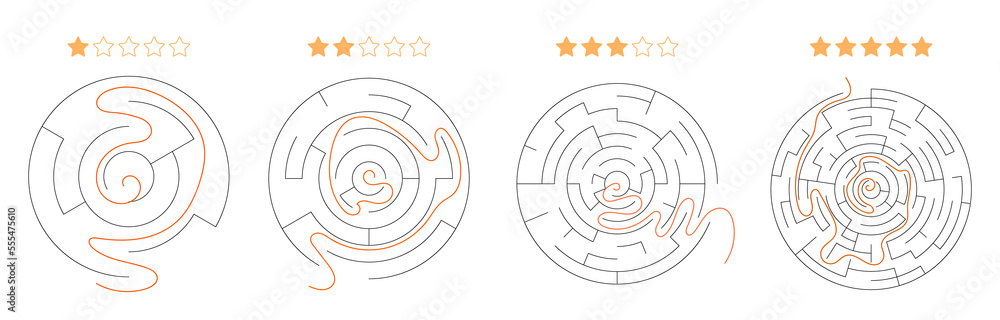 Round maze for children. Simple puzzle "Linear maze". Vector ...