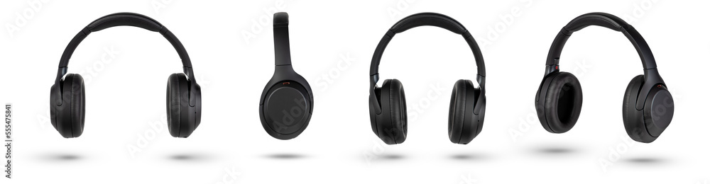 Headphones isolate on white. Wireless headphones in black, high quality ...