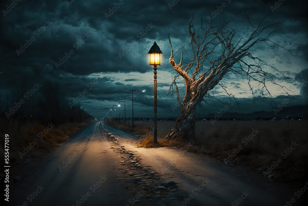 The road never taken is dark and dangerous with a single light pole ...