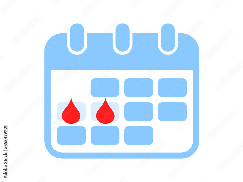 Calendar of menstrual cycle and period - calendar with drop of blood as ...