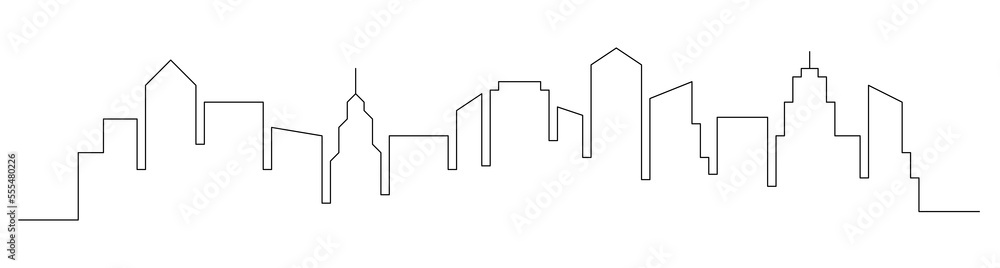 Continuous line city building. One single outline cityscape continuous ...
