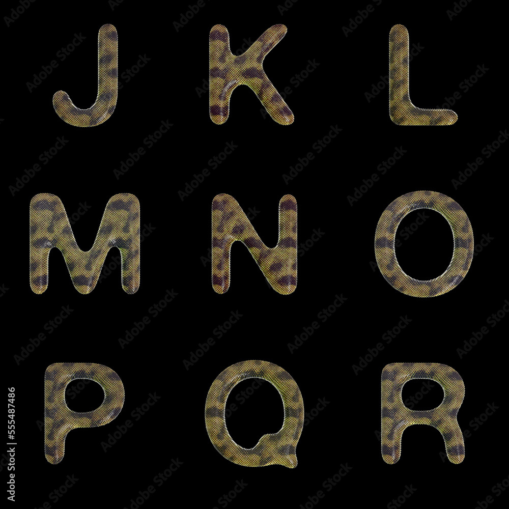 3D Render Set of Reptile Creeper Font including Letters, Numbers and ...
