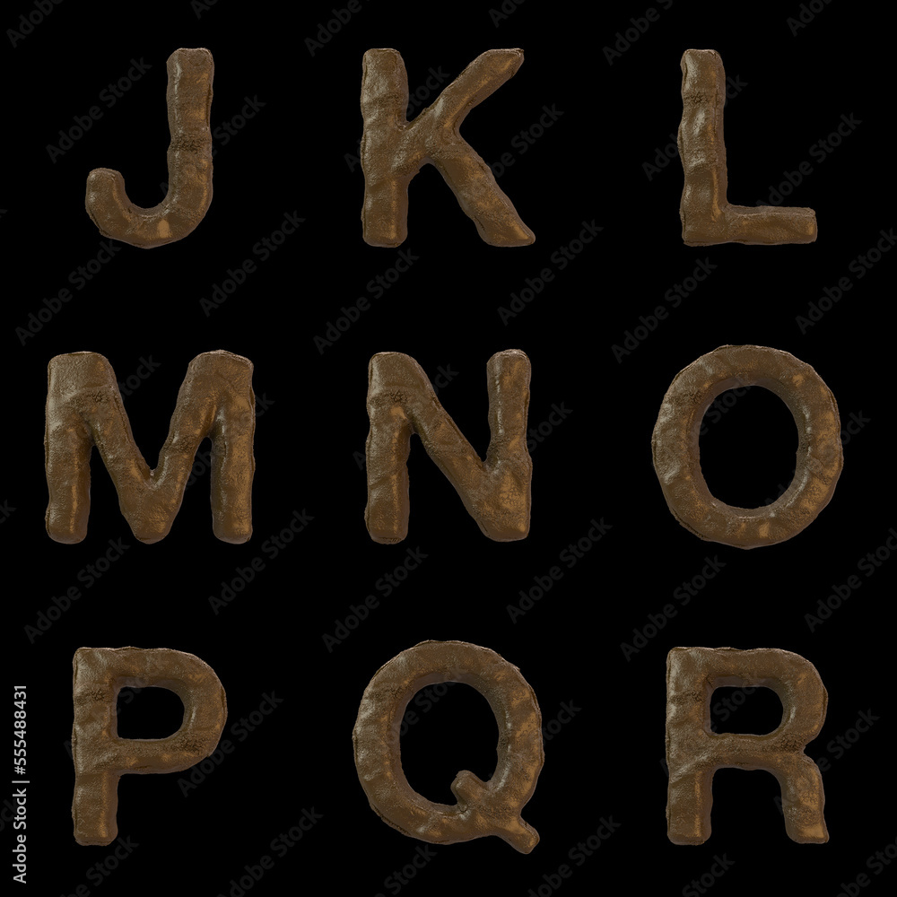 3D Rendering Set of Poop Font Alphabet, Numbers and Punctutation Marks ...