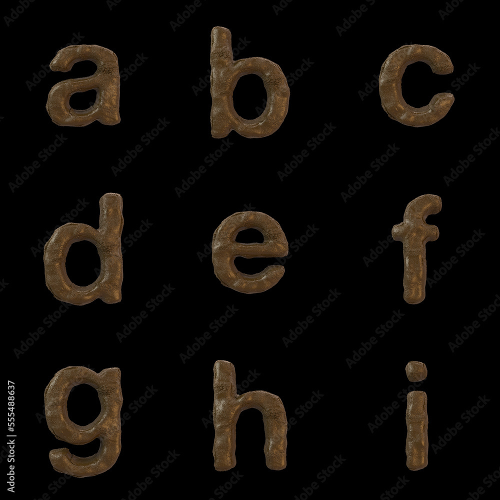 3D Rendering Set of Poop Font Alphabet, Numbers and Punctutation Marks ...