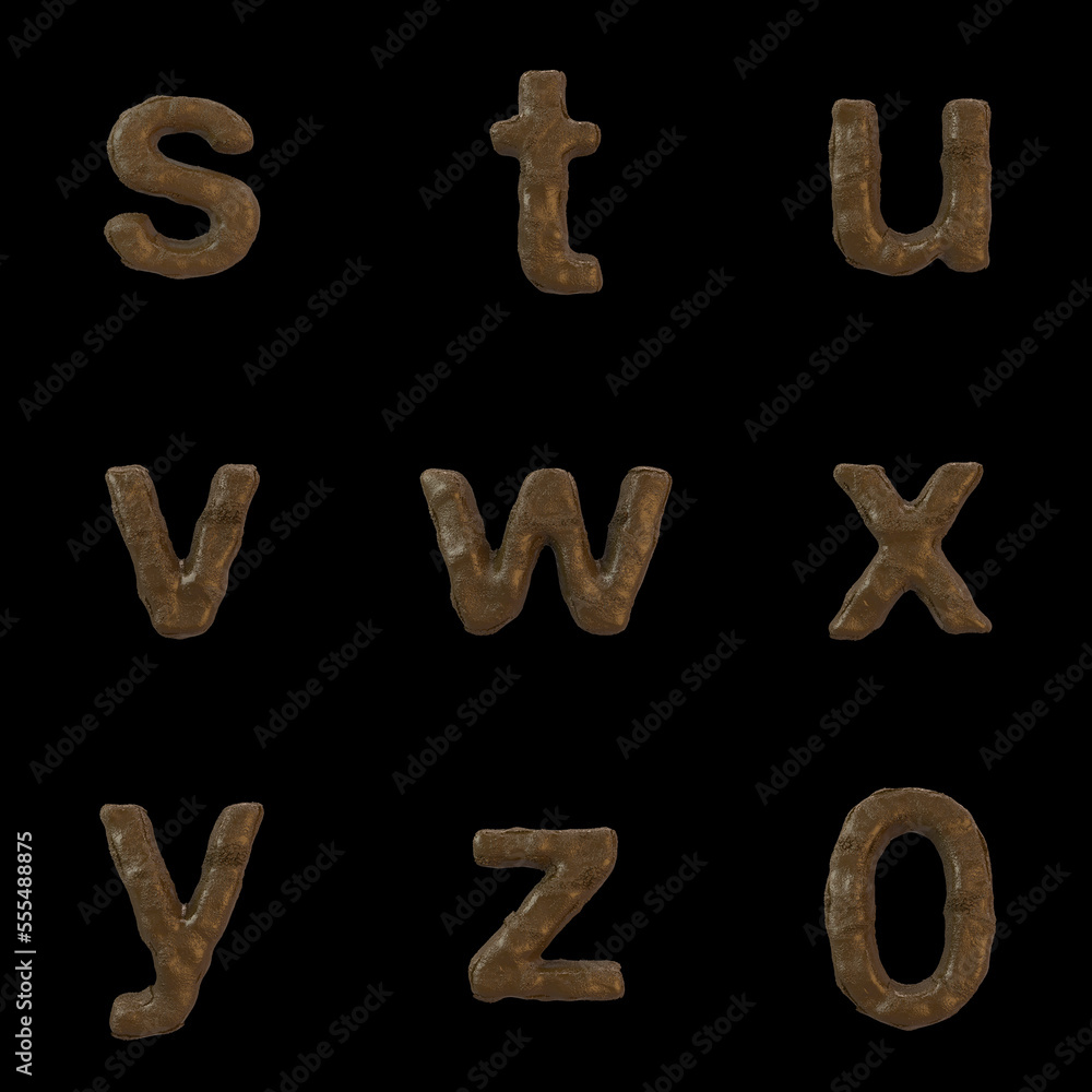 3D Rendering Set of Poop Font Alphabet, Numbers and Punctutation Marks ...