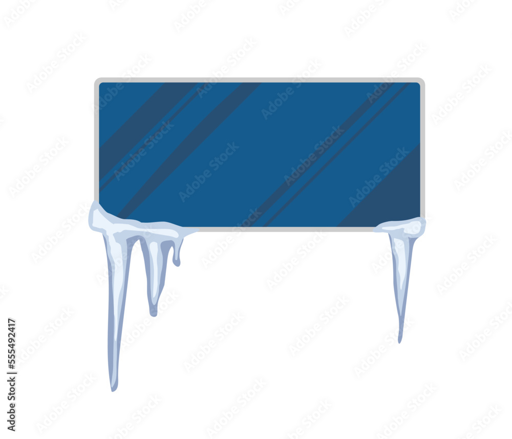Rectangular frame with icicles hanging from it. Frozen frame. Winter ...