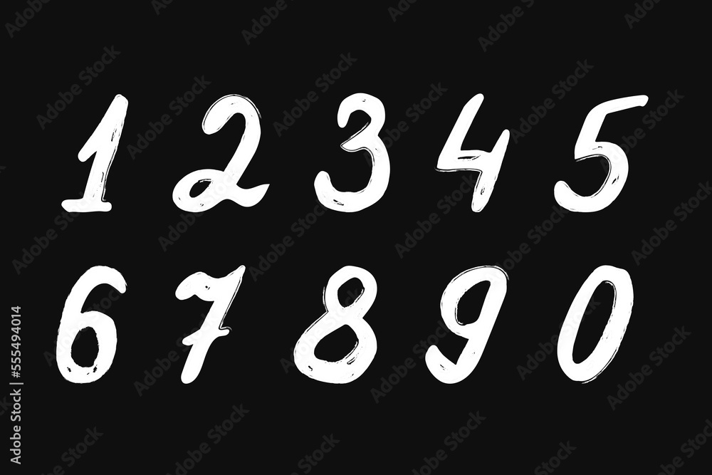 Arabic numerals. Set of decorative numbers, children's drawing with ...