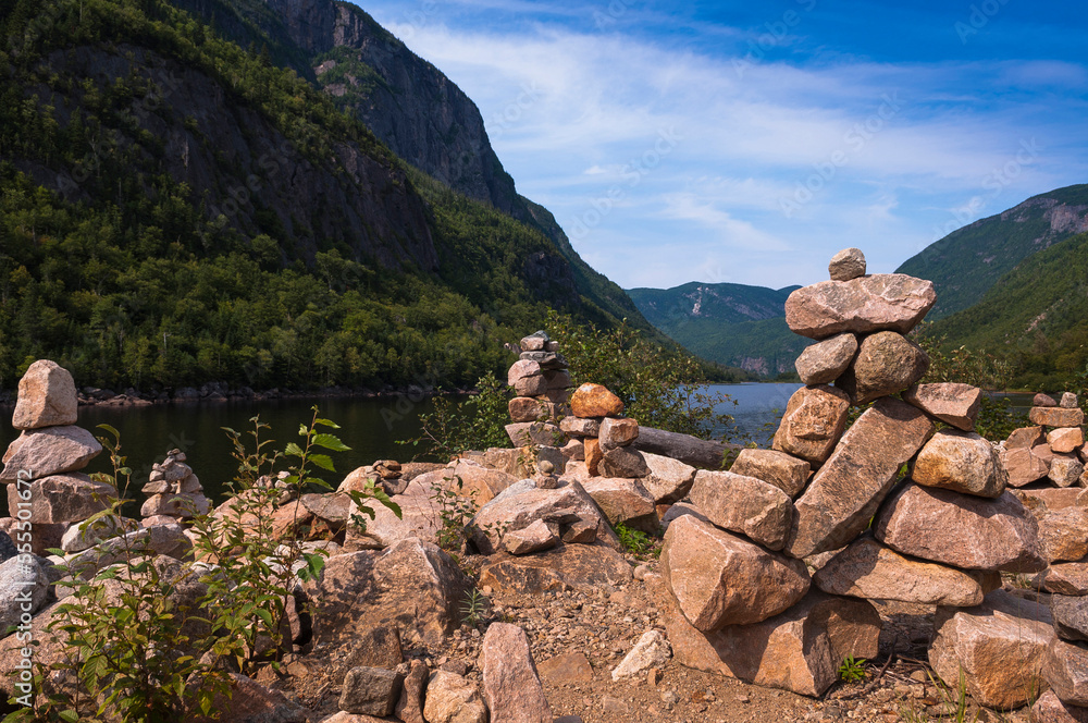 Rock Balancing formations, Hautes-Gorges-de-la-Riviére-Malbaie National ...