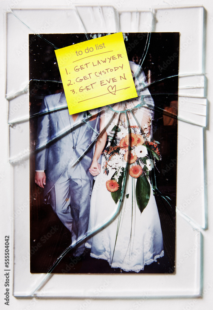 Smashed Wedding Photo With a To Do List Sticky Note Stock Photo | Adobe ...