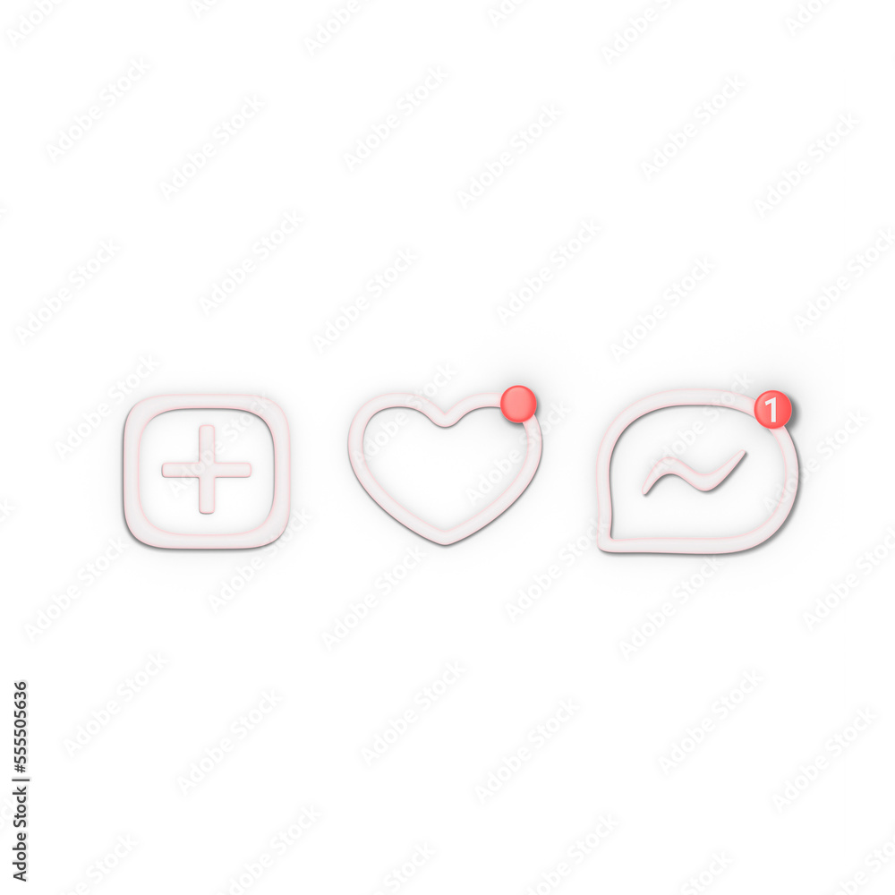 Graphic symbols of message, like and add new instagram buttons Stock ...