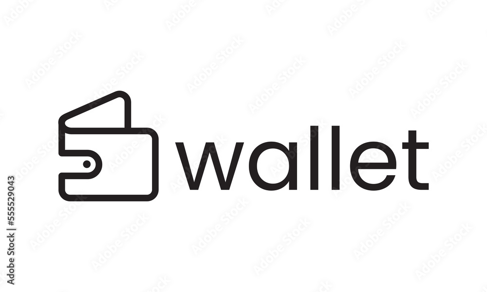 wallet logo design. linear style money payment financial vector ...