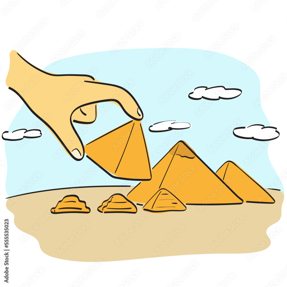 hand holding pyramid of egypt illustration vector hand drawn isolated ...