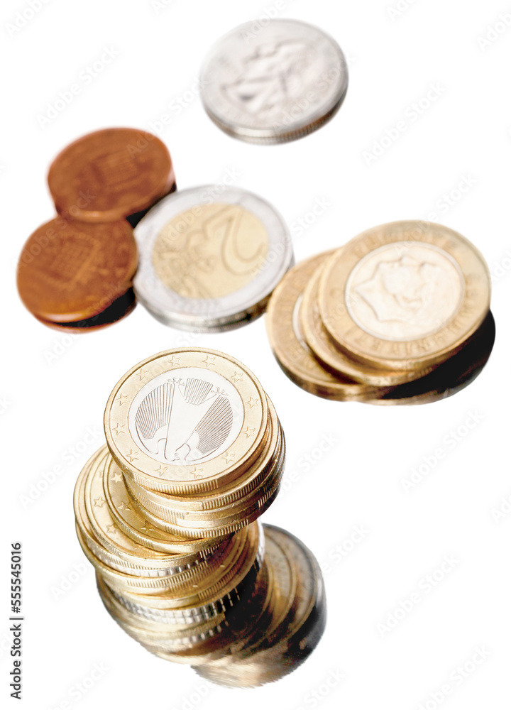 Stack Pile of different coins Stock Photo | Adobe Stock