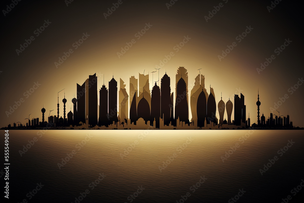 Views of Doha, the capital city of Qatar, in shadow on December 18 ...