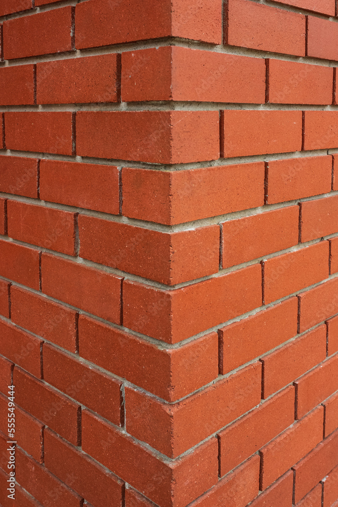 Red brick texture of the corner of the house.New Brick wall for ...