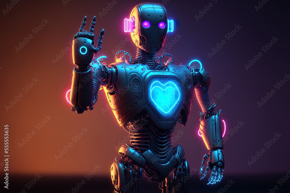 robot with a thumbs up drawing artificial intelligence attractive robot ...
