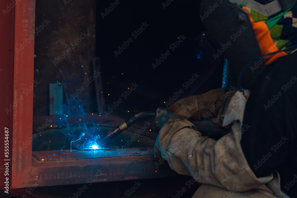 Welder building technical, industrial steel welder in technical ...