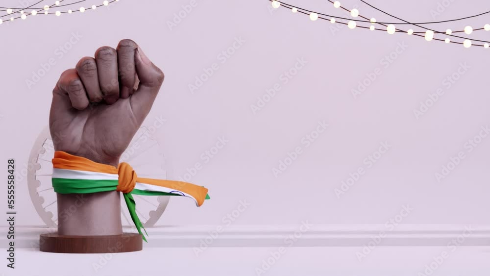 India national day video with national flag with hand with white ...