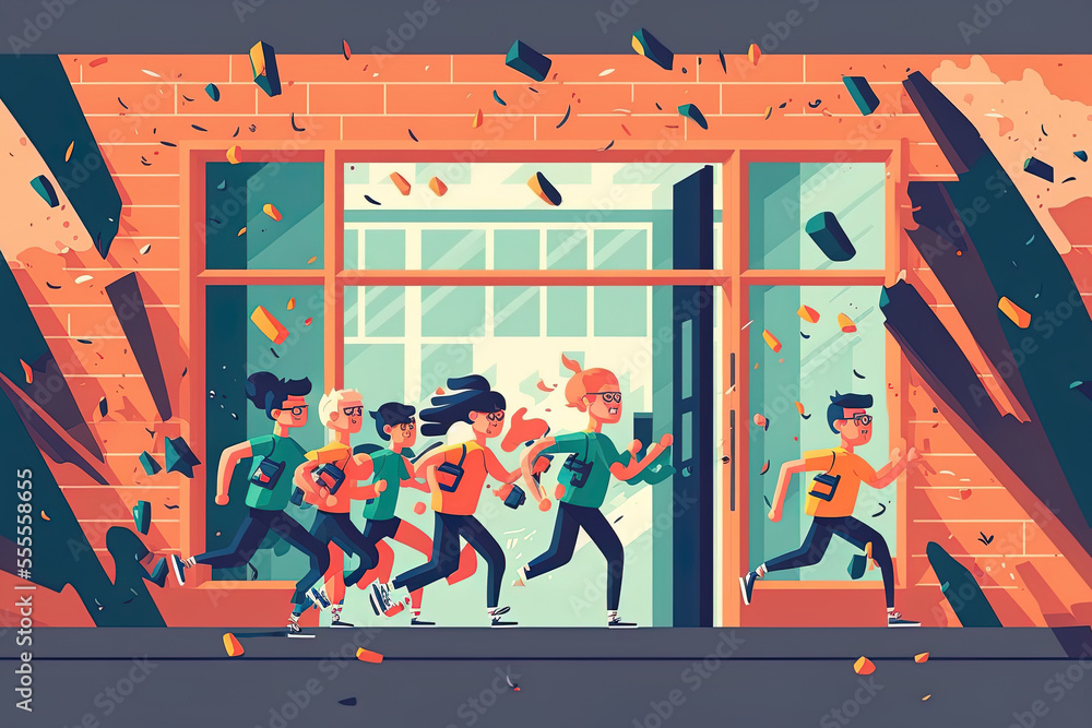Schoolchildren Returning In A Group Children Rush Inside The School schoolchildren-returning-in-a-group-children-rush-inside-the-school