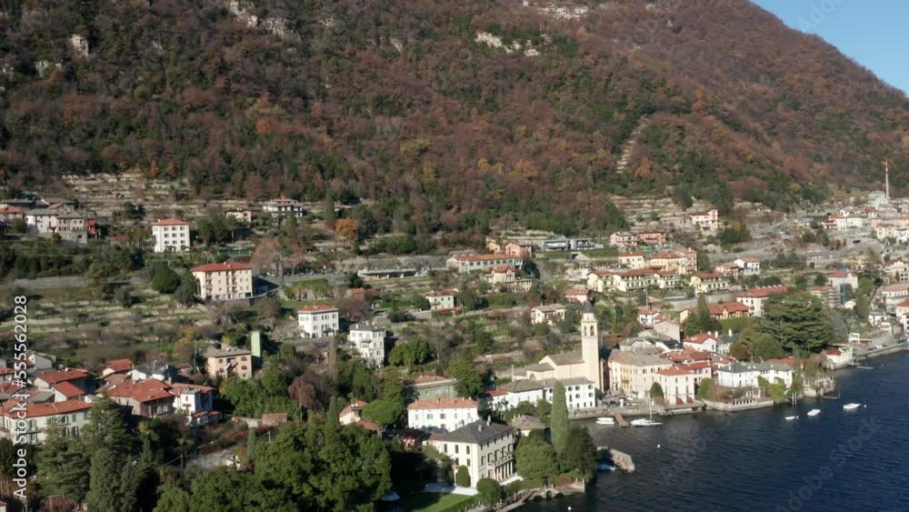 The Italian villages of Laglio and Torriggia on Lake Como from the sky ...