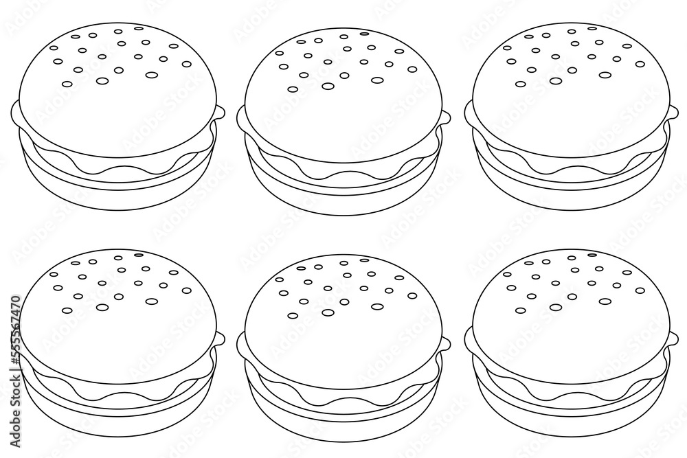 Meal burger menu with hamburger, cheeseburger hand drawn sketch. Fast ...