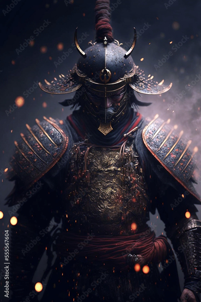 Portrait Of Samurai In Traditional Clothes, Japanese, 57% OFF