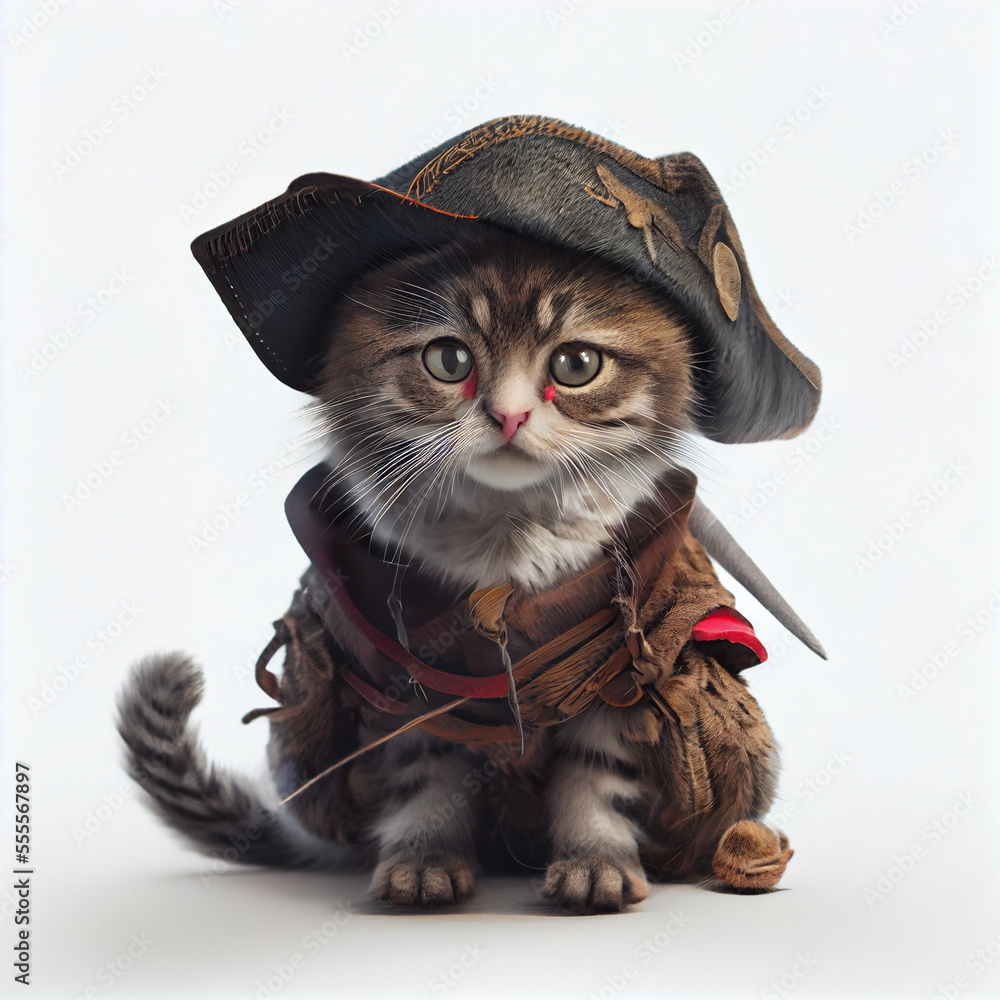A pirate cat created by AI. Concept When a cat is a pirate. Stock ...