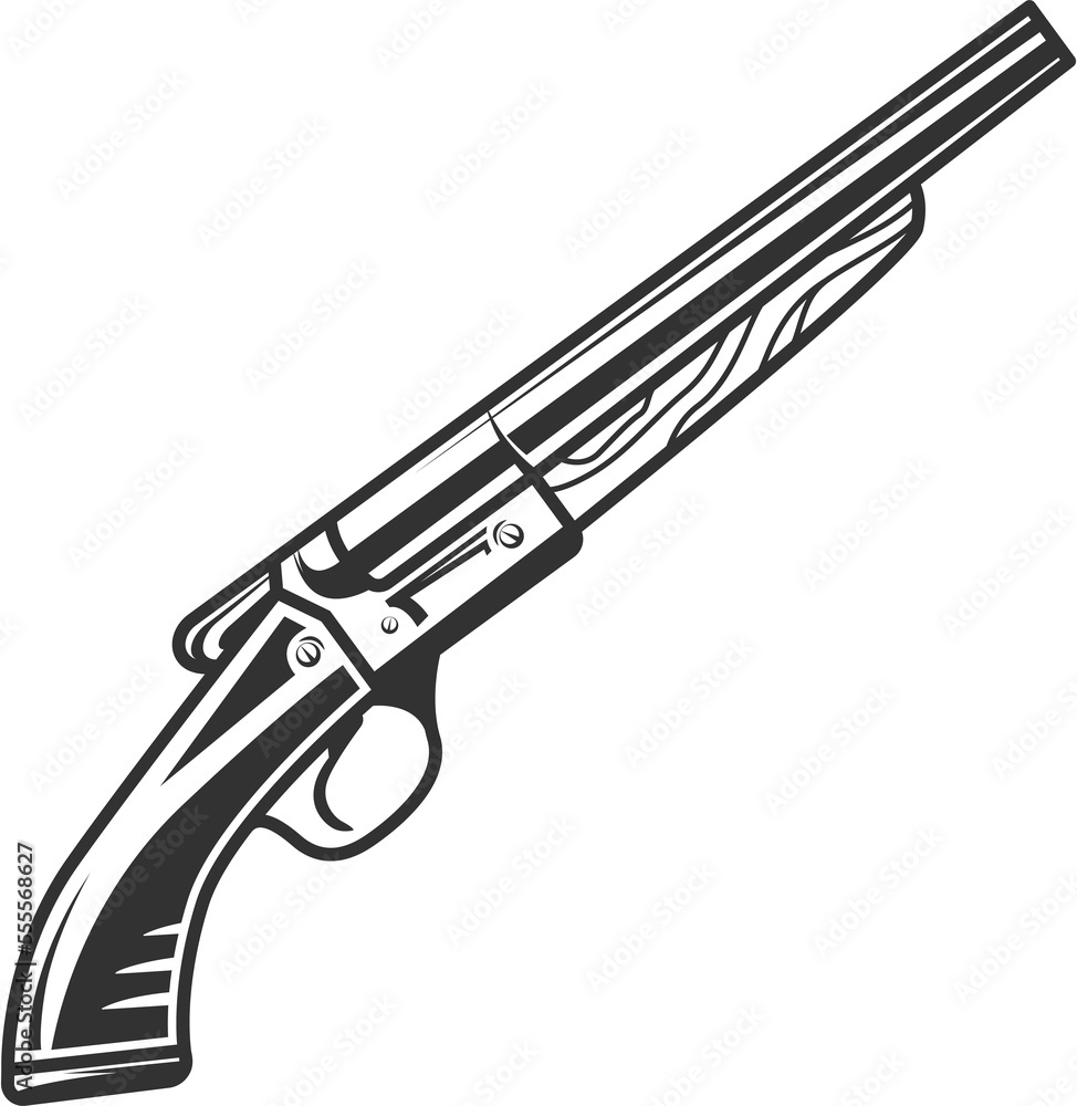 Vintage monochrome a sawn-off shotgun, hunting concept gun isolated ...