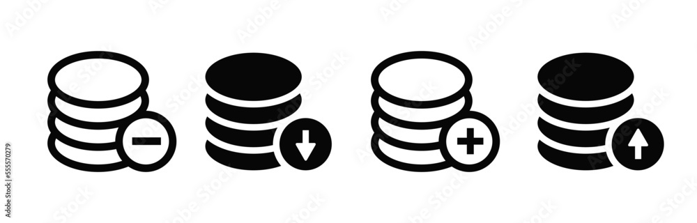 Black database lines icons. Black database collection set. Database ...