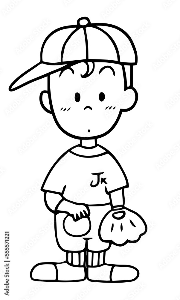 cartoon guy baseball doodle kawaii anime coloring page cute ...