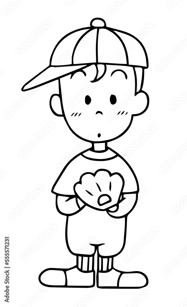cartoon guy baseball doodle kawaii anime coloring page cute ...