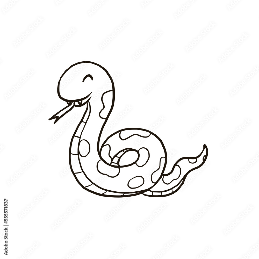 snake cartoon doodle kawaii anime coloring page cute illustration ...