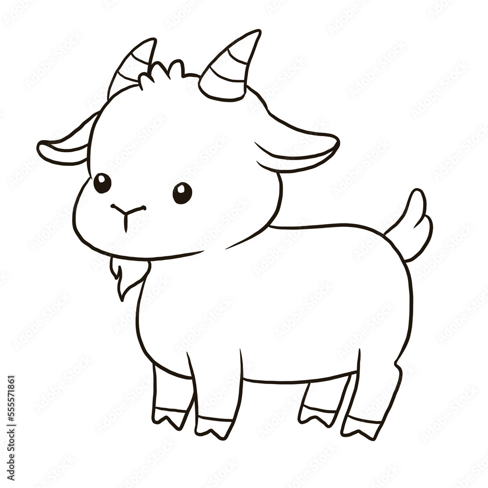 goat cartoon doodle kawaii anime coloring page cute illustration ...