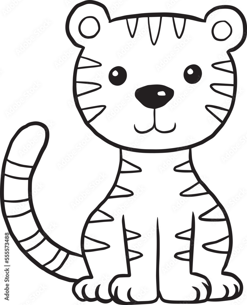 tiger cartoon doodle kawaii anime coloring page cute illustration ...
