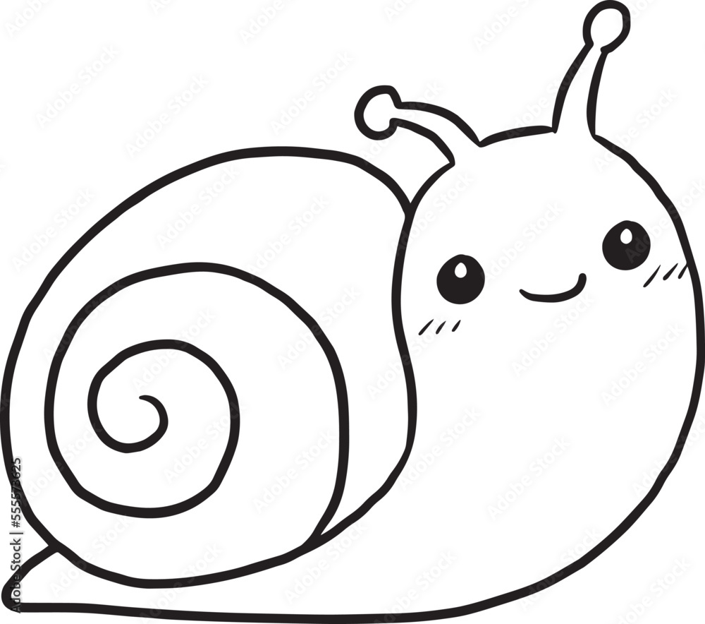 snail cartoon doodle kawaii anime coloring page cute illustration ...