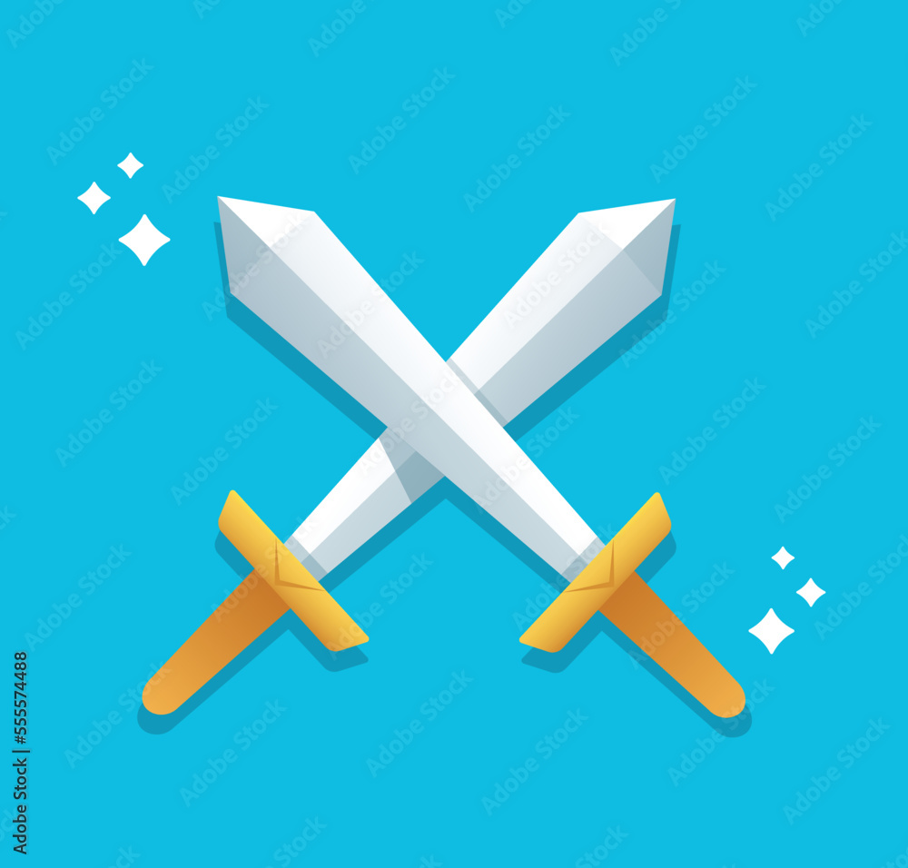 crossed swords cartoon vector illustration Stock Vector | Adobe Stock