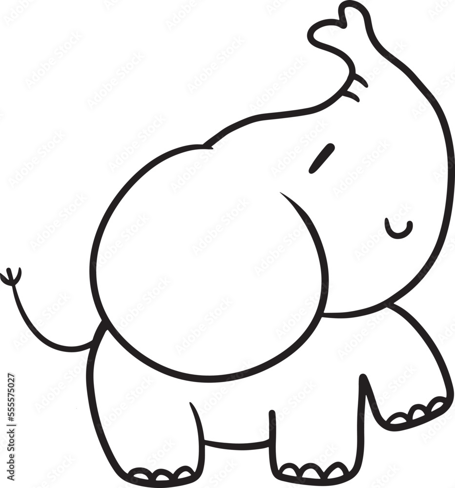 cartoon elephant doodle kawaii anime coloring page cute illustration ...