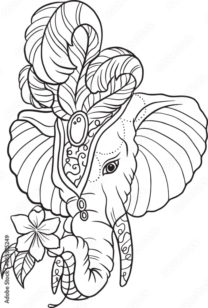 elephant cartoon doodle kawaii anime coloring page cute illustration ...