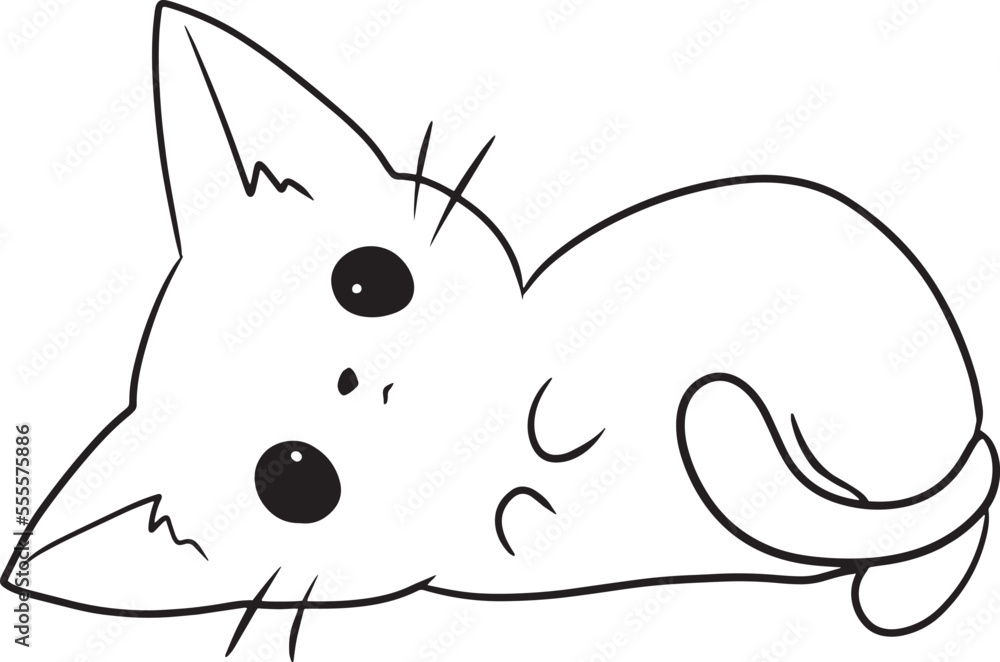 cat cartoon doodle kawaii anime coloring page cute illustration clipart ...