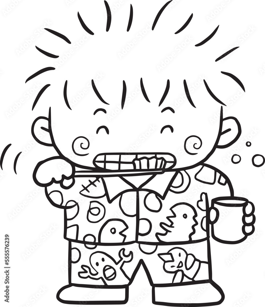 Boy tooth brush cartoon doodle kawaii anime coloring page cute ...