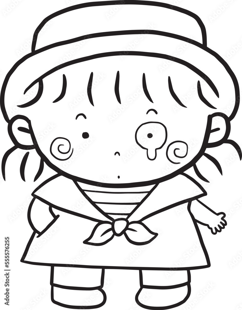 cartoon cook girl doodle kawaii anime coloring page cute illustration ...