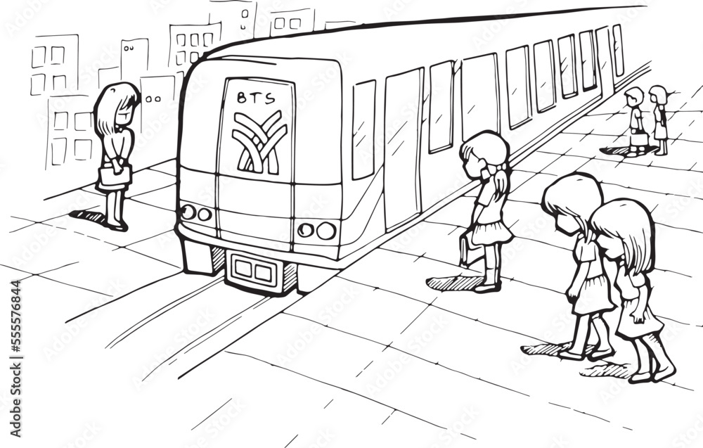 train station cartoon doodle kawaii anime coloring page cute ...