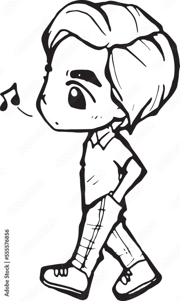 Boy cartoon doodle kawaii anime coloring page cute illustration drawing ...