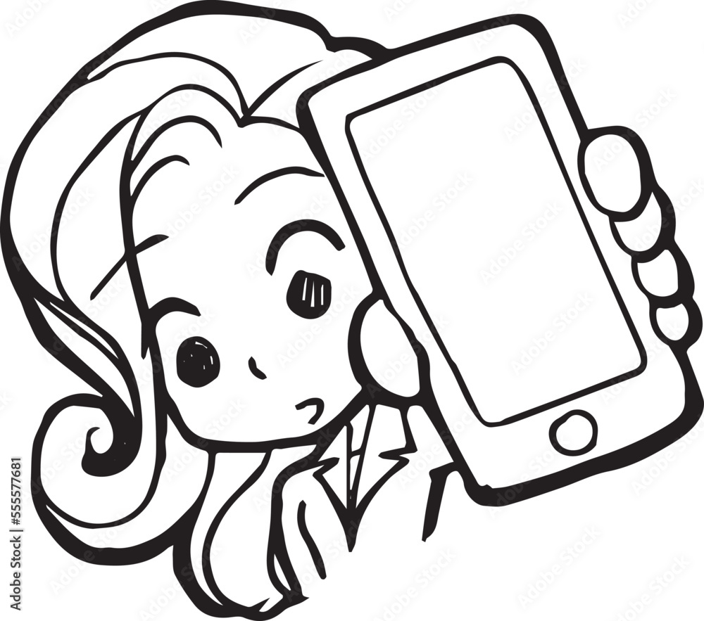 office girl cartoon doodle kawaii anime coloring page cute illustration ...