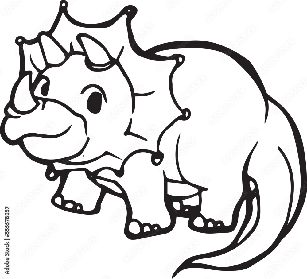dinosaur cartoon doodle kawaii anime coloring page cute illustration ...