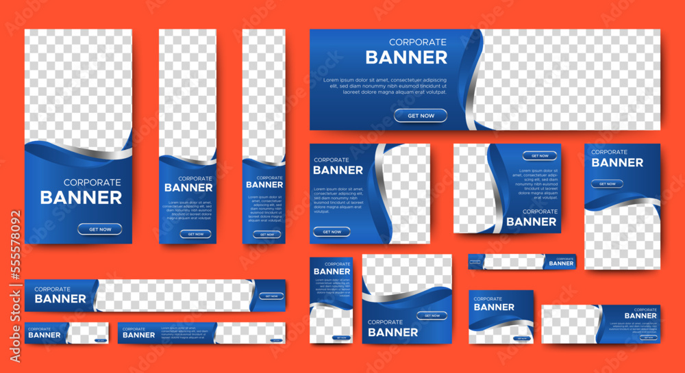 Abstract banner design web template Set, Horizontal header web banner ...